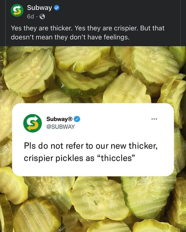 SS Subway @ Yes they are thicker. Yes they are crispier. But that doesn ...