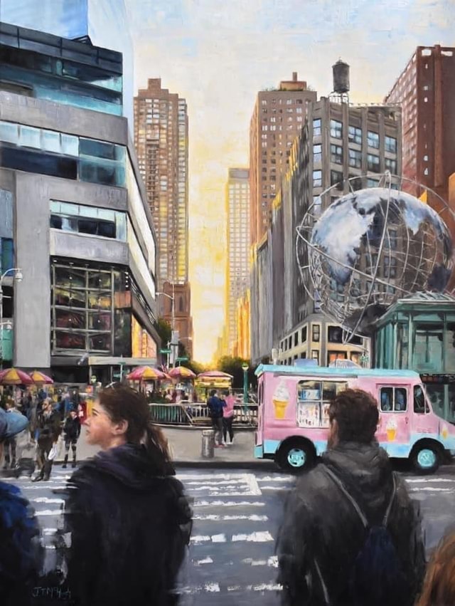 2021. Columbus Circle Golden Hour. Oil Jonathan McHugh, artist - America’s best pics and videos