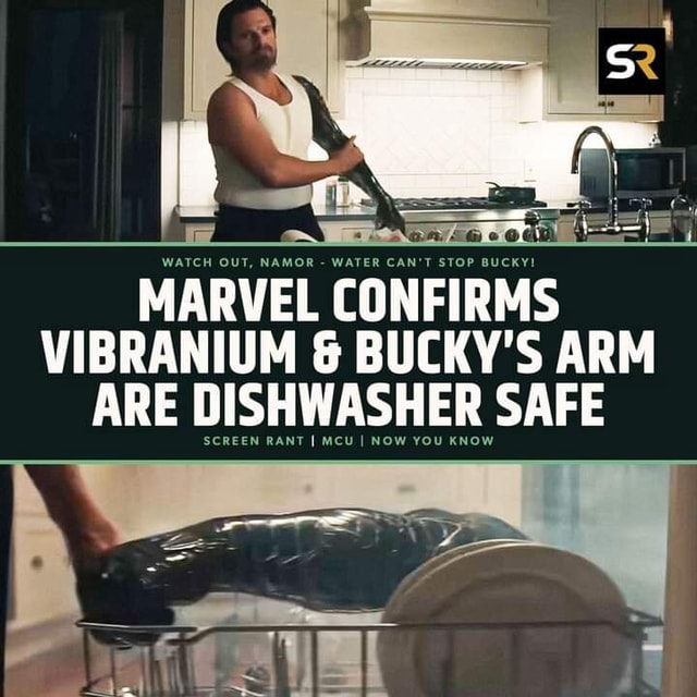 MARVEL CONFIRMS VIBRANIUM & BUCKY'S ARM ARE DISHWASHER SAFE - iFunny