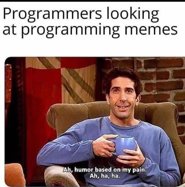 Programmers looking at programming memes oN Ah, humor based pain 9\. Ah ...