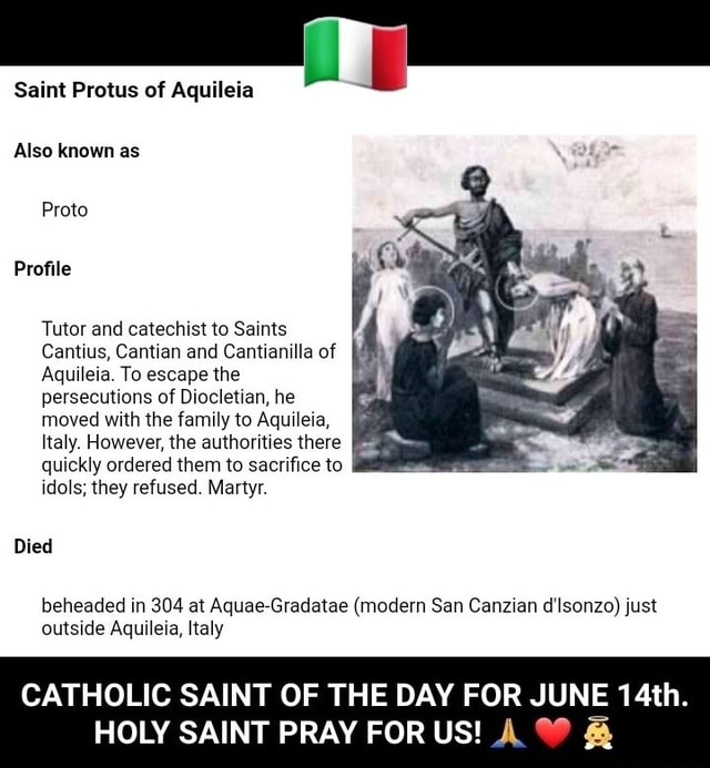 Saint Protus of Aquileia Also known as Proto Profile Tutor and ...