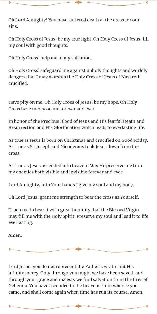 Oh Lord Almighty! You have suffered death at the cross for our sins. Oh ...