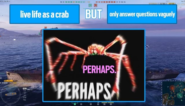 Live life as crab BUT only answer questions vaguely PERHAPS - iFunny