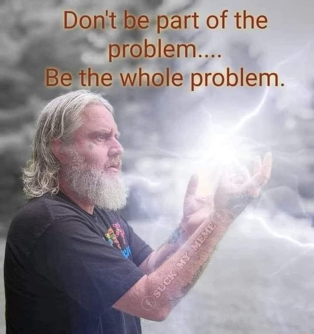 Don't be part of the problem... the whole problem. - iFunny