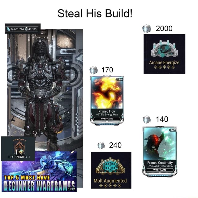 Steal His Build! io LEGENDARY 1 & MUS TDH BEGINNER WARFRAMES Mae, Pomed ...