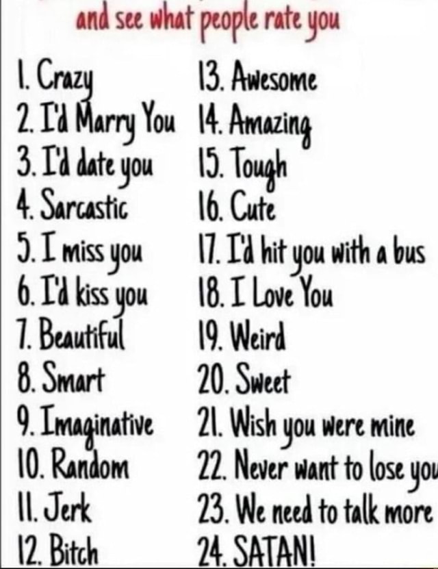 And see what people rate you 2. Td Marry You 2.14 en 4 Sarcastic q ...