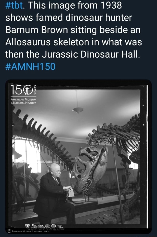 #tbt. This image from 1938 shows famed dinosaur hunter Barnum Brown ...