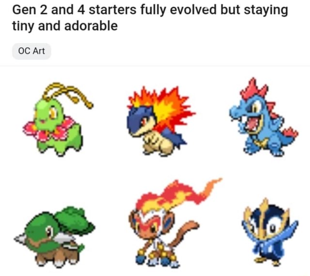 Gen 2 and 4 starters fully evolved but staying tiny and adorable OC Art ...