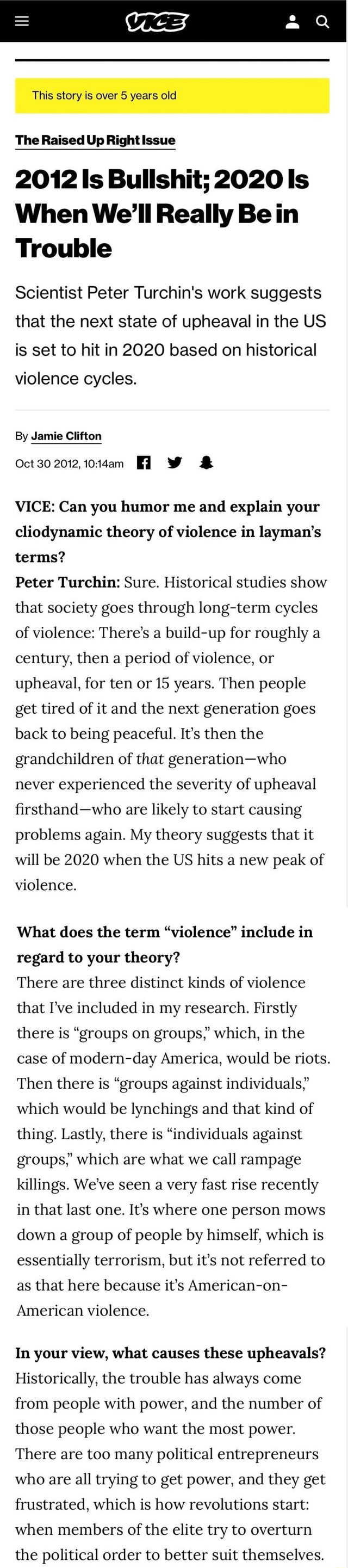 VICES This story is over 5 years old 2012 Is Bullshit; 2020 Is When We ...
