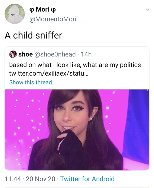 Mori @MomentoMori___ A child sniffer @ shoe @shoeOnhead based on what i ...