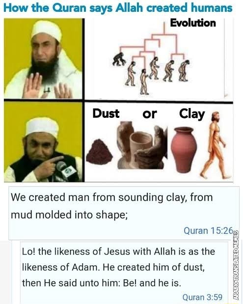 How the Quran says Allah created humans Evolution Dust or Clay We ...