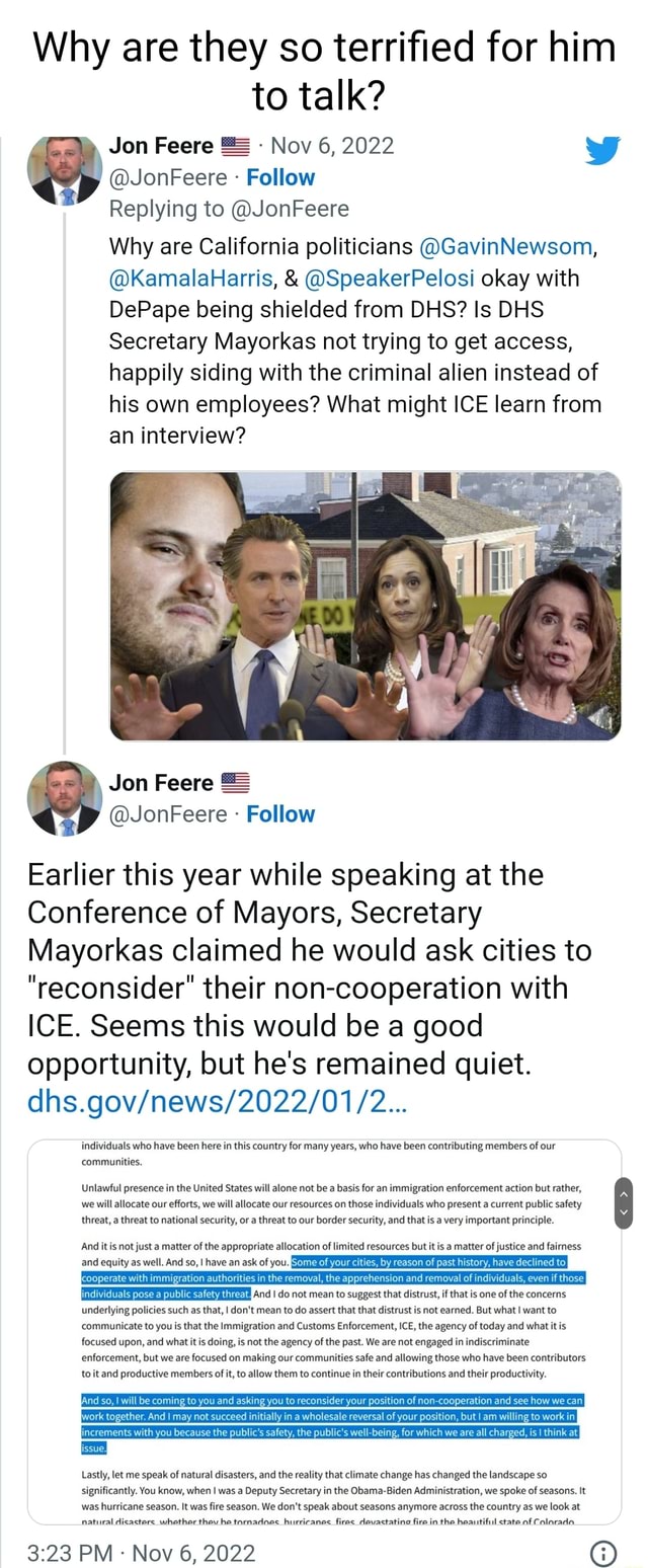 To talk? Jon Feere - Nov 6, 2022 @JonFeere Follow Replying to @JonFeere ...
