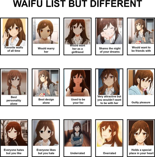 WAIFU LIST BUT DIFFERENT Favorite waifu Would marry of all time her ...