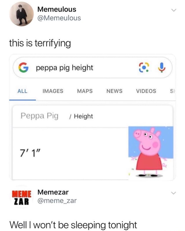 Memeulous this is terrifying G peppa pig height Peppa Pig / Height 7/1 ...