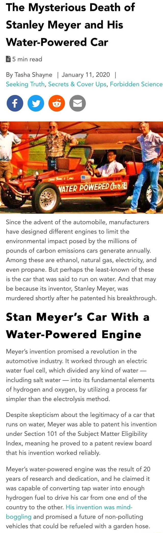The Mysterious Death of Stanley Meyer and His Water-Powered Car 5 min ...