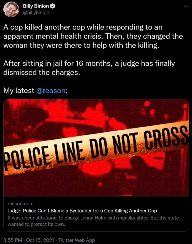 It's never the cop's fault - Billy Binion@ Dbillybinion cop killed ...