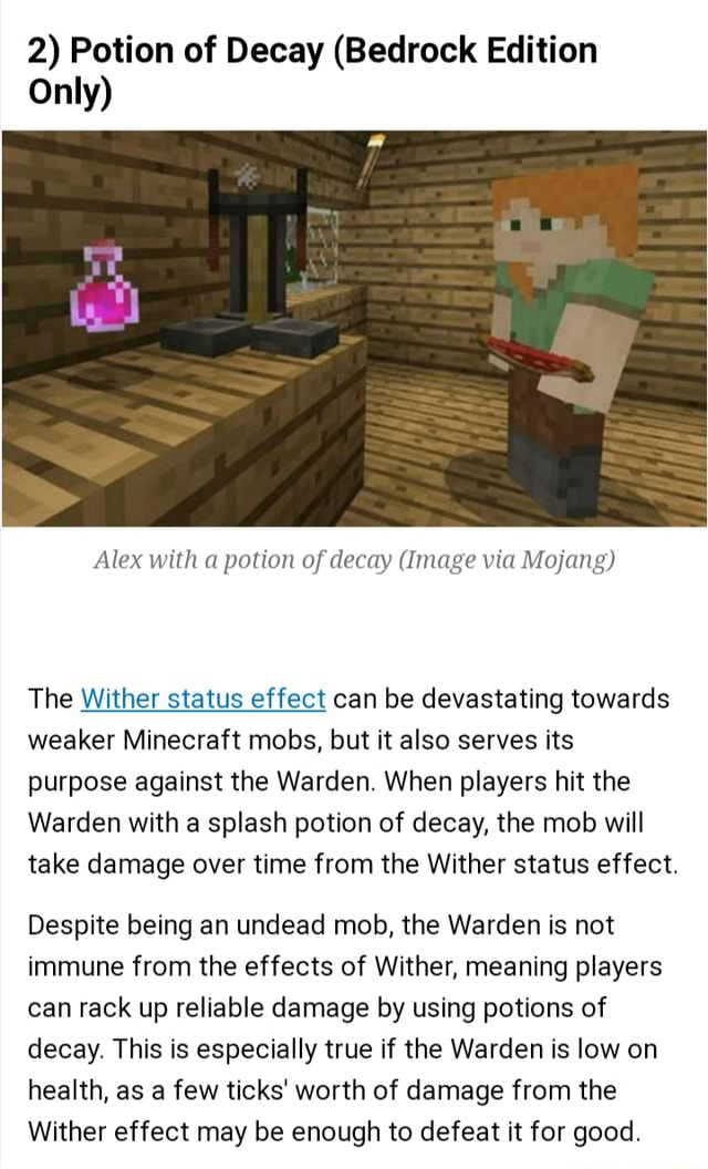 2) Potion of Decay (Bedrock Edition Only) Alex with a potion of decay ...