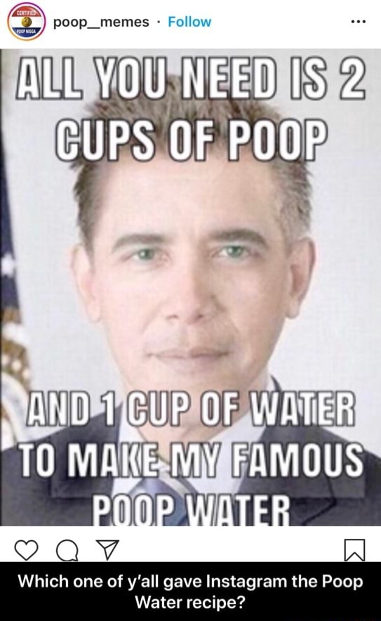 Cipe? - Which one of y’all gave Instagram the Poop Water recipe? - iFunny