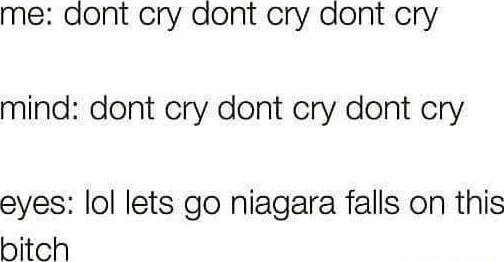 Me: Cont cry dont cry dont cry mind: cont cry dont cry dont cry eyes ...