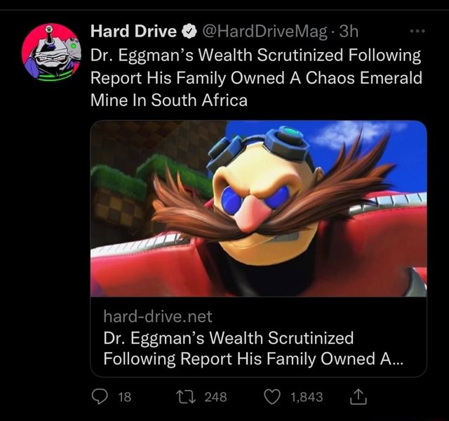 Hard Drive @HardDriveMag Dr. Eggman's Wealth Scrutinized Following ...
