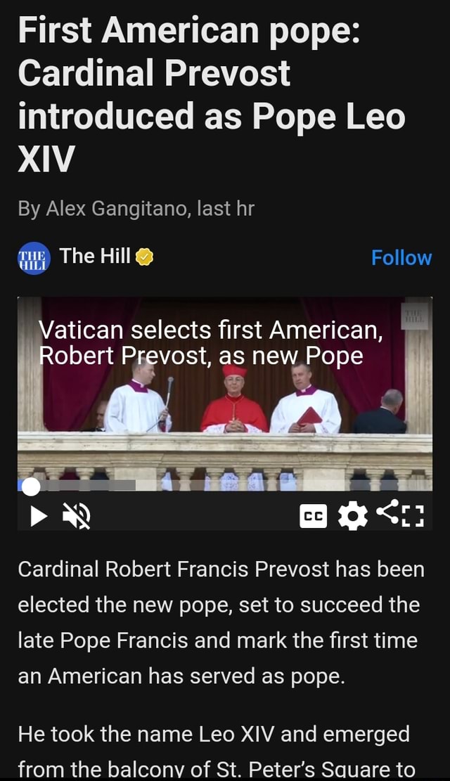 First American pope: Cardinal Prevost introduced as Pope Leo XIV By ...