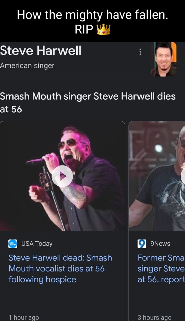 How the mighty have fallen. RIP Steve Harwell American singer Smash ...