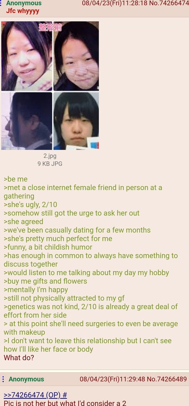Anonymous Fri) No. 74266474 Jfc whyyyy 2.JP9 9 KB JPG >be me >met a ...