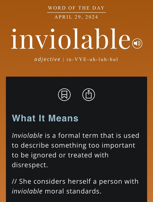 WORD OF THE DAY APRIL 29, 2024 I bl adjective I in- VYE-uh-luh-bul What ...