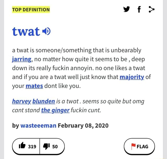 TOP DEFINITION twat a twat is that is unbearably jarring, no matter how ...