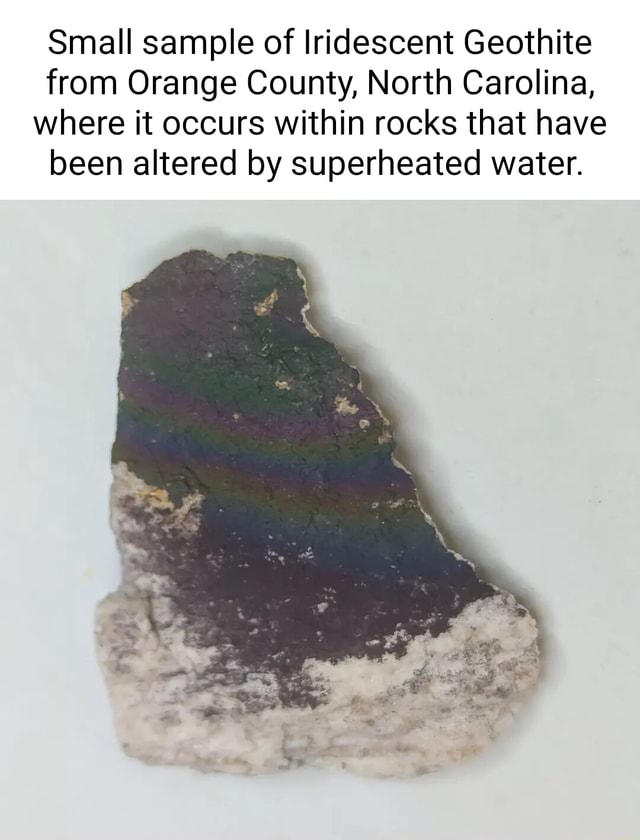 Small sample of Iridescent Geothite from Orange County, North Carolina ...