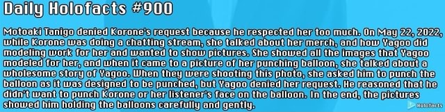 Daily Holofacts #900 Motoaki Taniga denied Korone s request because he ...
