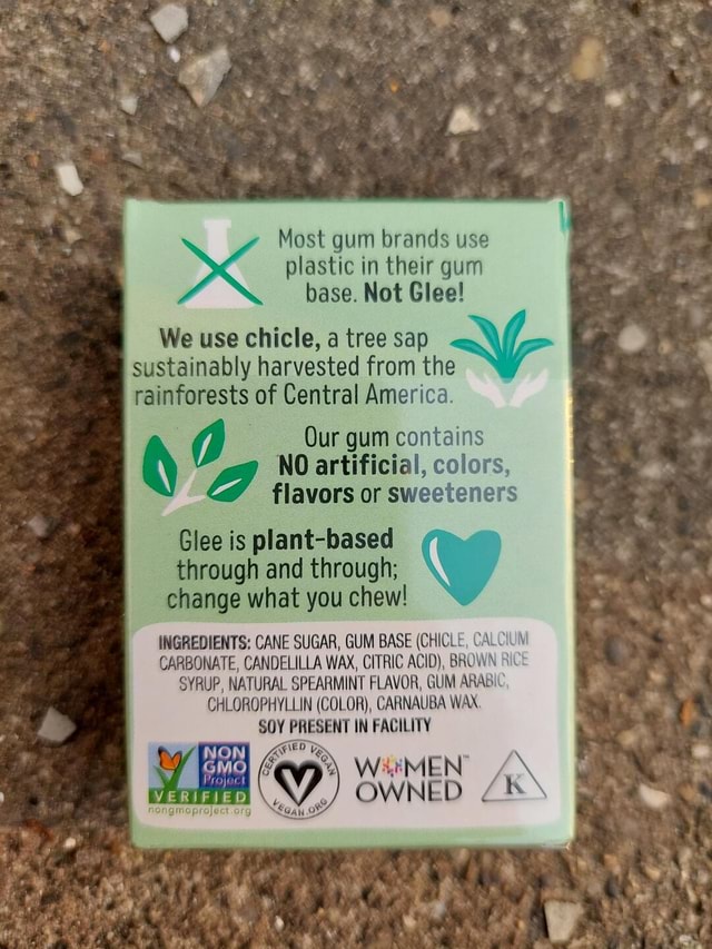 Most gum brands use plastic in their gum base. Not Glee! We use chicle ...