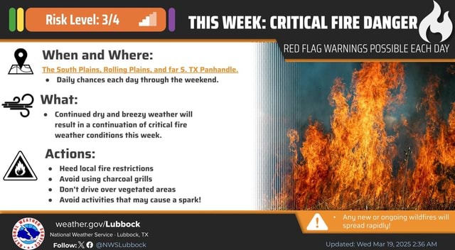 Risk Level: THIS WEEK: CRITICAL FIRE DANGER RED FLAG WARNINGS POSSIBLE ...