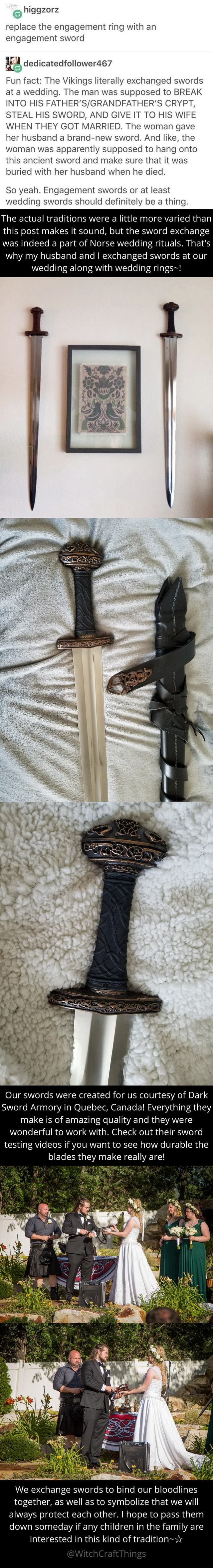 Replace the engagement ring with an engagement sword Fun fact: The ...