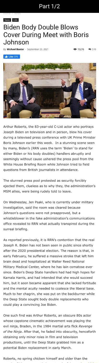 Part Biden Body Double Blows Cover During Meet with Boris Johnson ...