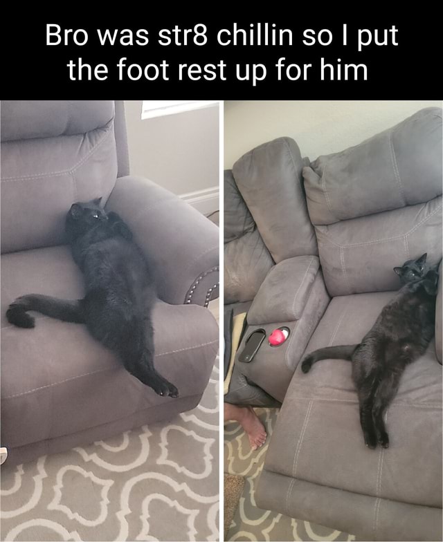 Bro was str8 chillin so I put the foot rest up for him - iFunny