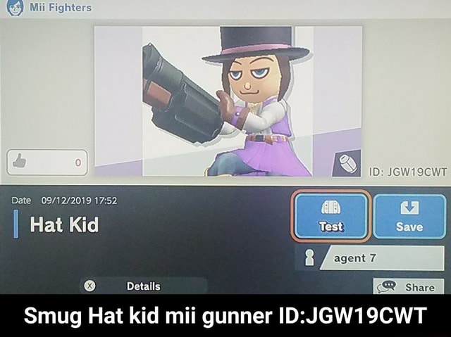 Smug Hat kid mii gunner ID:JGW19CWT - iFunny