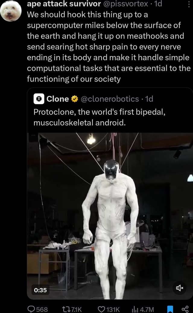 Ape attack survivor @pissvortex id We should hook this thing up to a ...