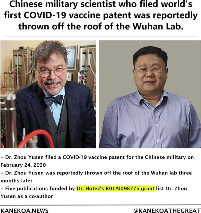 Chinese military scientist who filed world's first COVID-19 vaccine patent was reportedly thrown ...