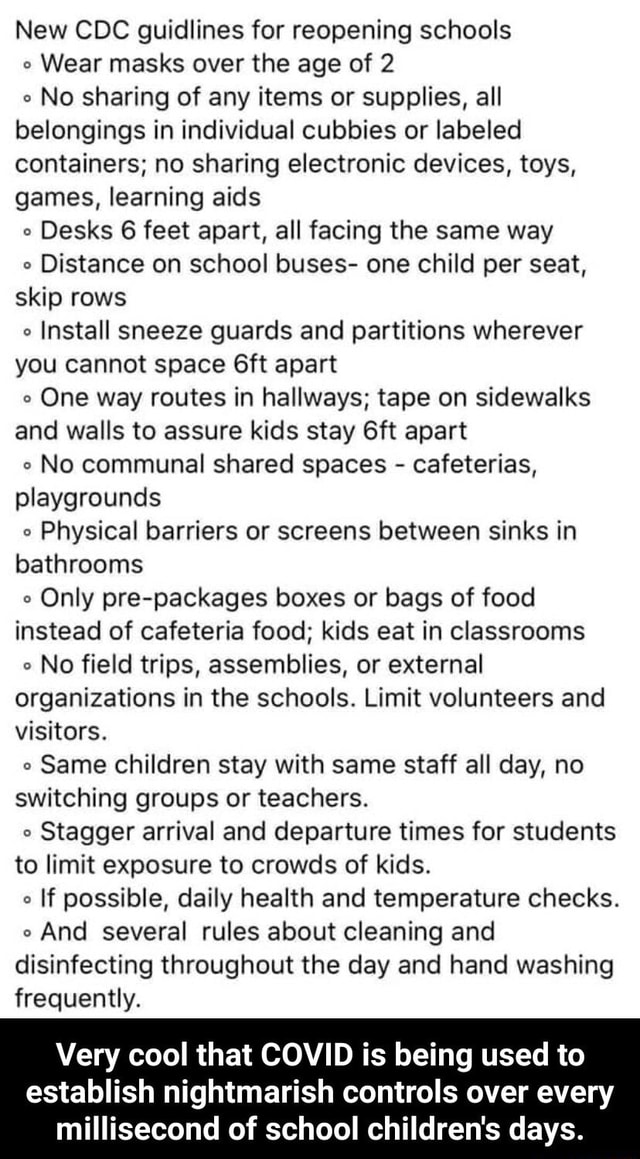 New CDC guidlines for reopening schools e Wear masks over the age of 2 ...