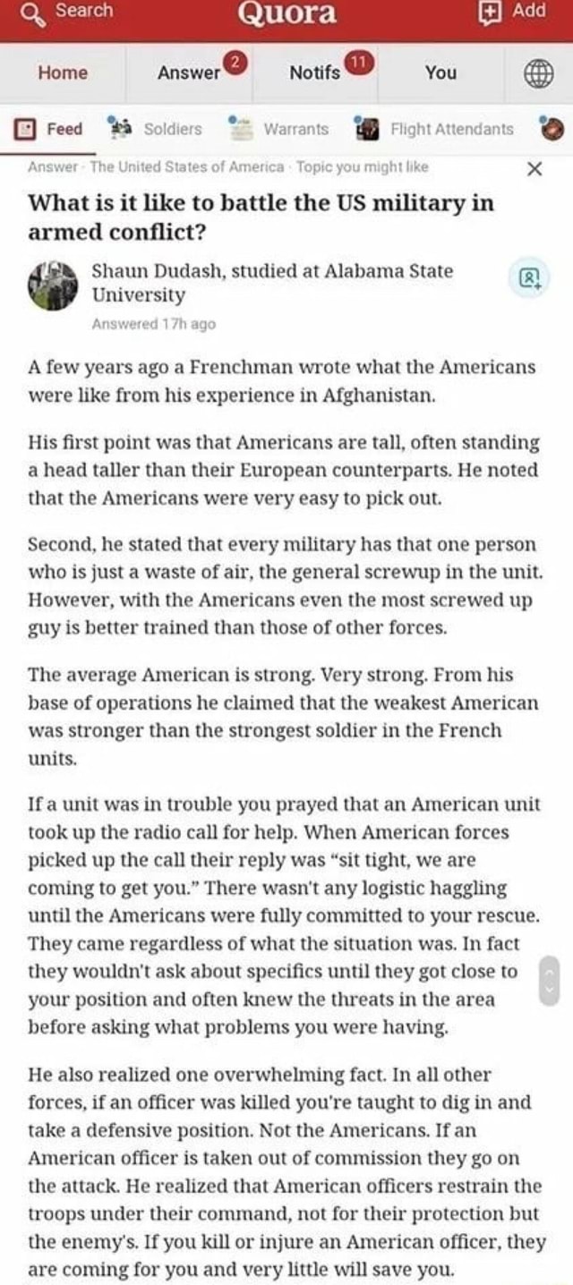 Quora Home Answer Notifs You Feed "ea Soldiers Warrants Flight ...