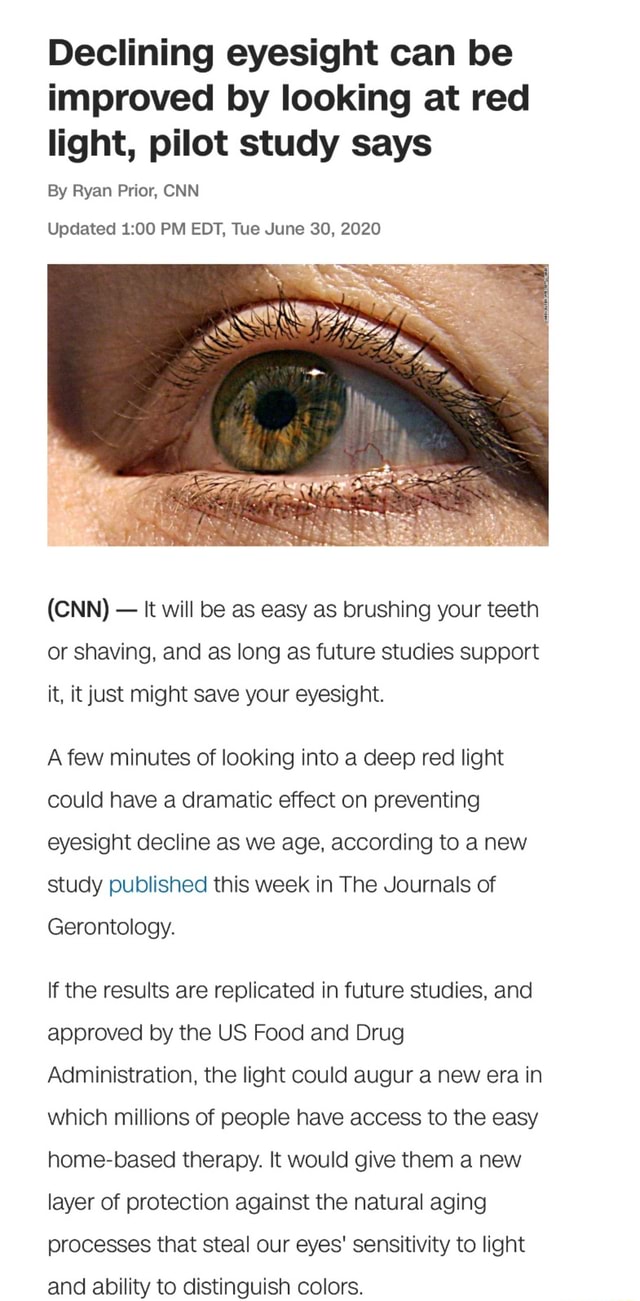 Declining eyesight can be improved by looking at red light, pilot study ...