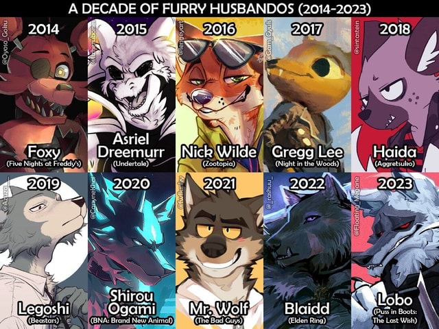 A DECADE OF FURRY HUSBANDOS (2014-2023) 2014 *.2015 2016 2017 ...