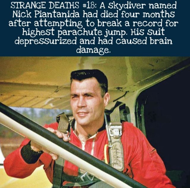 STRANGE DEATHS #18: A Skydiver named Nick Piantanida had died four ...