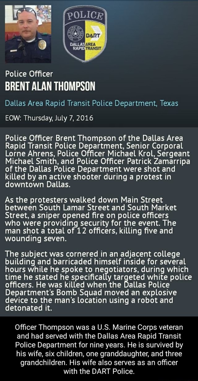 Police Officer BRENT ALAN THOMPSON Dallas Area Rapid Transit Police ... Police Officer BRENT ALAN THOMPSON Dallas Area Rapid Transit Police ...