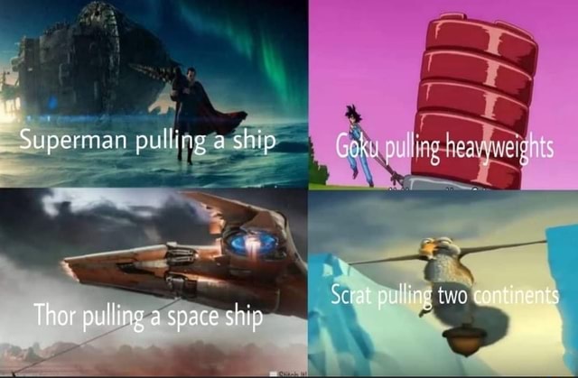 He Superman pulliag a ship 'at pulling continents Thor pulling a space ...