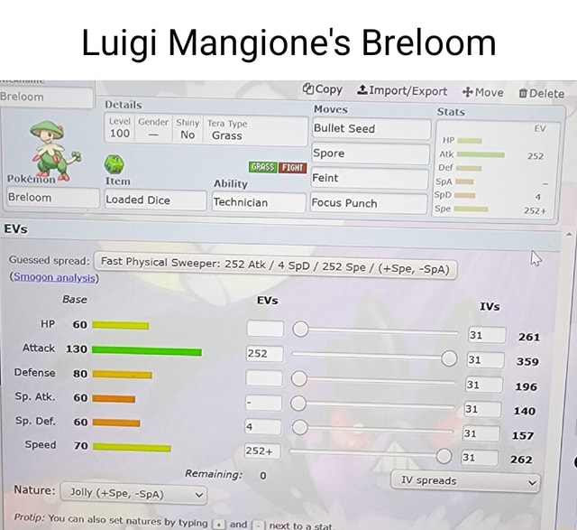 Luigi Mangione's Breloom Protip: You can also set natures by typing + I ...