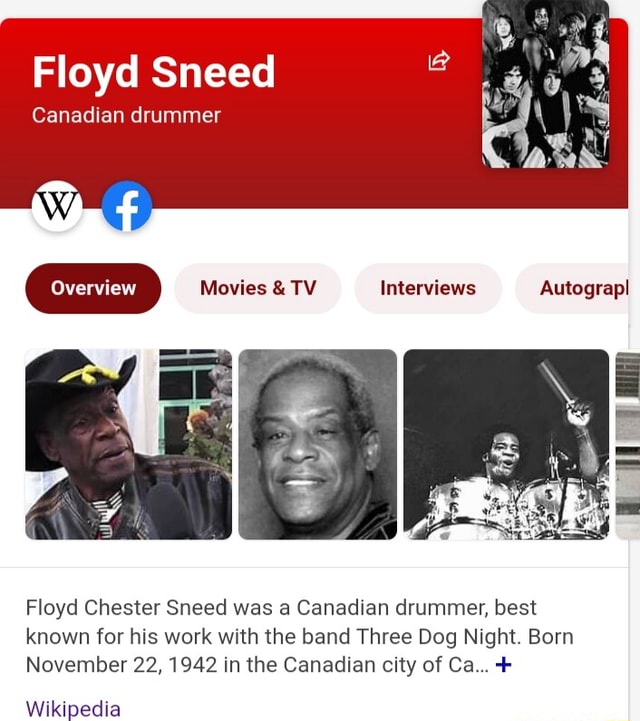 Floyd Sneed Canadian drummer overview Movies & TV Interviews Autograpl ...