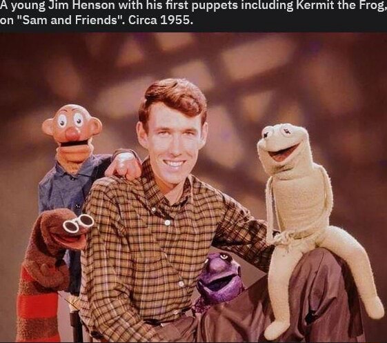 A young Jim henson with his first puppets including Kermit the Frog, on ...