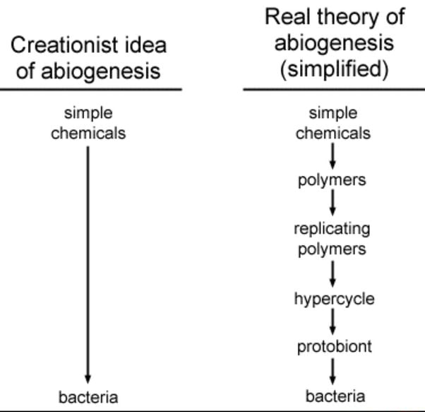 Real theory of Creationist idea abiogenesis of abiogenesis (simplified ...